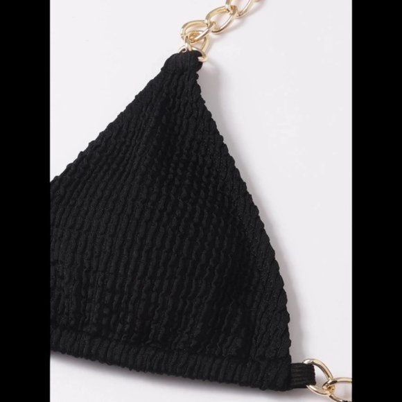 Dainty NYC | Swim | Chain Detail Swimsuit Classic Black Bikini Set Gold ...